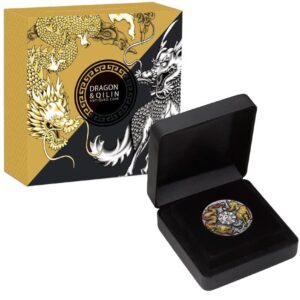 2022 DE Modern Commemorative PowerCoin Dragon And Qilin 2 Oz Silver Coin 2$ Tuvalu 2022 Antique Finish