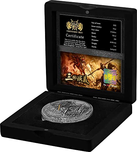 2022 DE Ancient Chinese Warriors PowerCoin Cao Cao Three Kingdoms Romance 2 Oz Silver Coin 5$ Niue 2022 Antique Finish