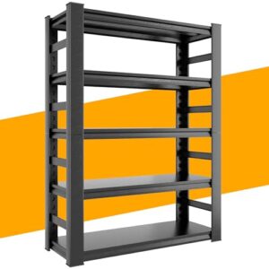 sftormas 72" h heavy duty garage shelving, 5 tier adjustable metal shelving, 15.75" d x 35.3" w x 72" h, black