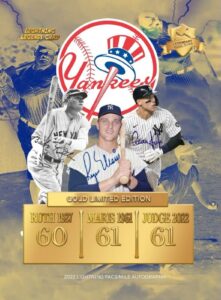 aaron judge, roger maris, babe ruth commemorative baseball card custom made novelty baseball card depicting his record tying 61 home runs! - new york yankees - passes babe ruth, ties roger maris with 61 homeruns 09/28/2022