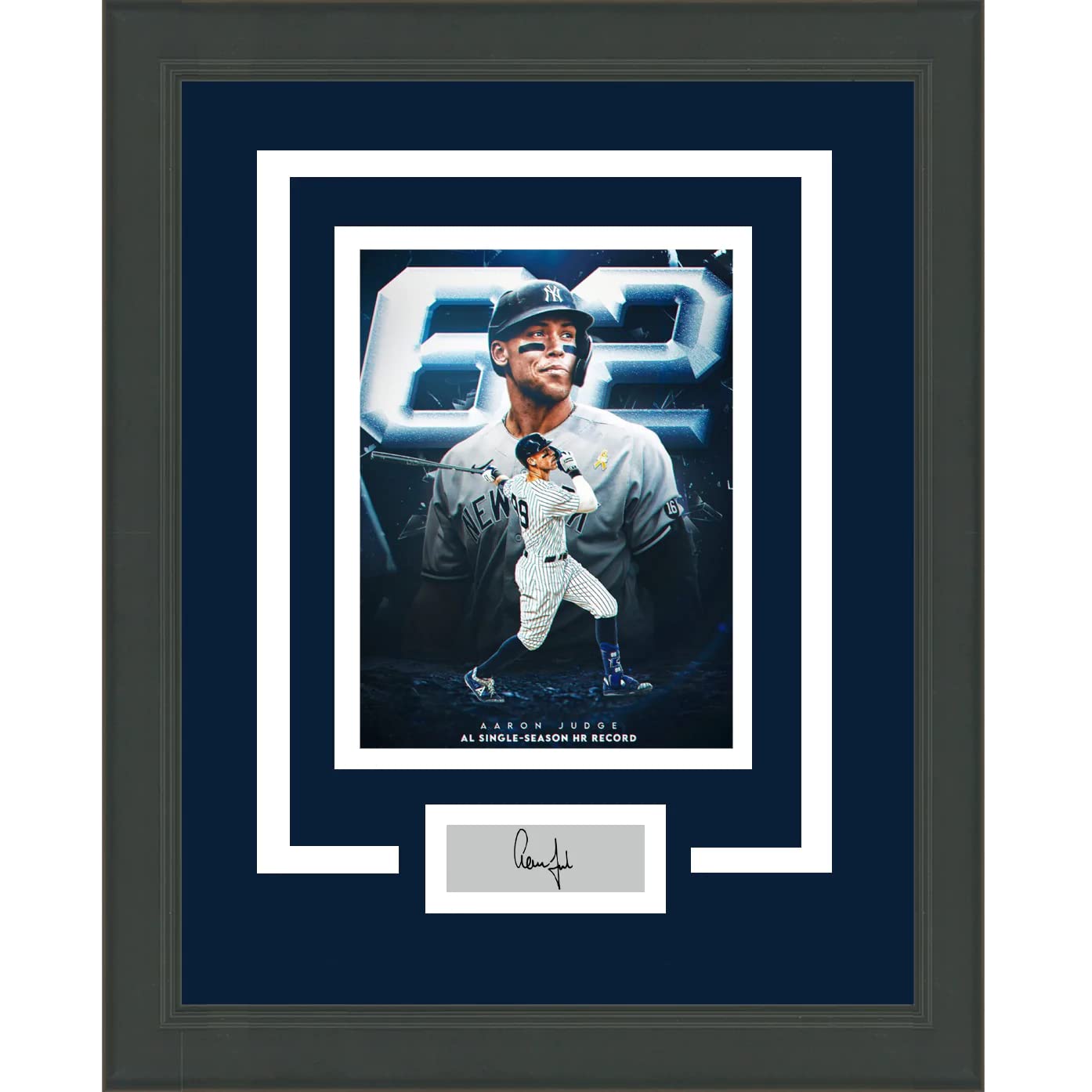 Framed Aaron Judge 62nd Home Run Facsimile Laser Engraved Signature Auto New York Yankees 14x17 Baseball Photo