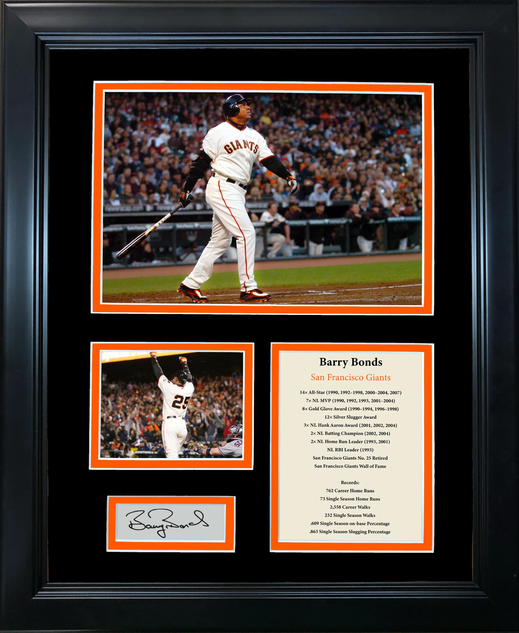 Framed Barry Bonds Facsimile Laser Engraved Signature Auto San Francisco Giants Baseball 12"x15" Photo Collage