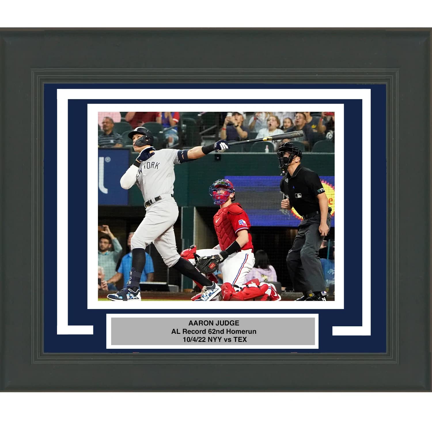 Framed Aaron Judge AL Record 62 Homeruns New York Yankees 8x10 Baseball Photo