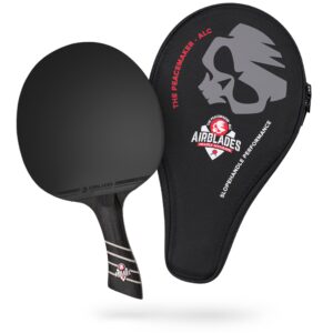 airblades the peace maker alc - professional ping pong paddle - carbon fiber table tennis racket producing maximum spin & control for all levels - hard carry case & ergonomic handle.