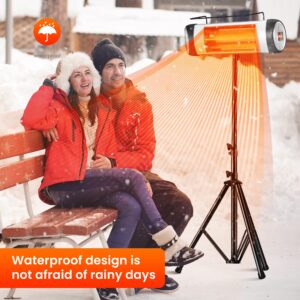 Garage Heater,500/1000/1500W Heater, Outdoor Patio Heaterr,Infrared electric heater with Tripod & Remote control,Wall Mounted/Ceiling/Tripod Infrared Heater Outdoor for Indoor/Outdoor Remote Control