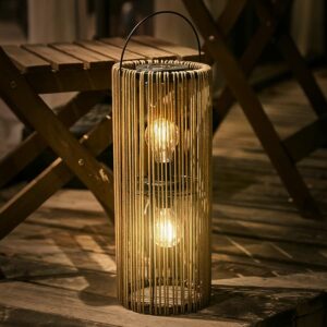 gibmidser solar lanterns outdoor waterproof hanging rattan weaving solar garden lanterns solar powered with handle,decorative retro rattan solar lights for garden / yard / patio / porch.