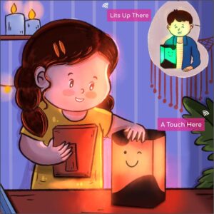 Telepathy Toddlers – Cute Long Distance Lamps for Christmas- Wi-fi enabled LED Touch Lamp, Distance Lights with Zero Subscription, Lifetime Free Connection | Friendship Day & New Year Gifts (Set of 2)