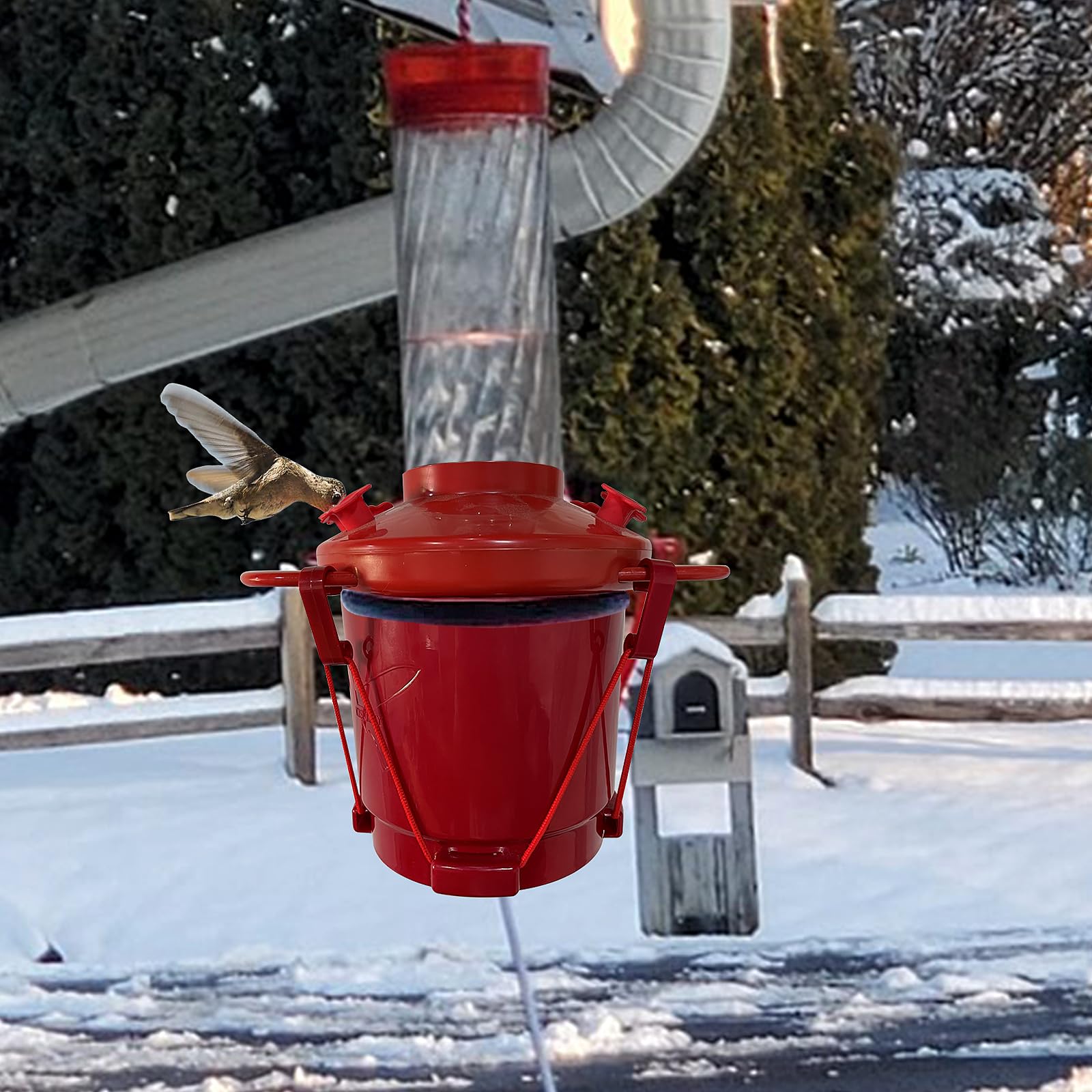 Hummingbird Feeder Heater in Freezing Outdoors Bird Feeder Heater Attaches to Feeder Bottom Backyard Bird Feeder Heater Hearth for Garden Patio Yard Hummingbird Feeder Heater (Red Heater -No Feeder)