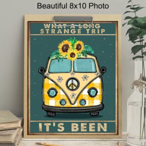 Hippie Room Decor - Boho-chic Camper Wall Art - Yellow Sunflowers Wall Decor - Retro Wall Decor - Positive Saying Quotation - Birthday decoration - Hippy Decor - 1960s 60s Wall Decor - Surfer Bus 8x10