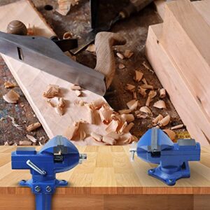 Bench Vise Dual-Purpose Combined Bench Clamp, Heavy Duty Table Vise with Swivel Base for Woodworking, Cutting Conduit, Drilling, Metalworking(3'')