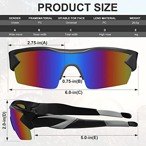 YENPK 6 Pack Tinted Safety Glasses Goggles for Men, Scratch & Impact Resistant Eyes Protection ANSI Z87.1+ Certified UV400 Protective Eyewear Construction, Shooting, Cycling(Multicolor Lens)