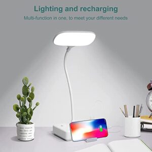 Desk Lamp Surge Protector,Desk Light with 2 USB Charging Port and 4 AC Power Outlet,3 Lighting Modes,USB Wall Charger & Mobile Phone Holder,Multi Plug Outlets for College Dorm Room, Home and Cruise