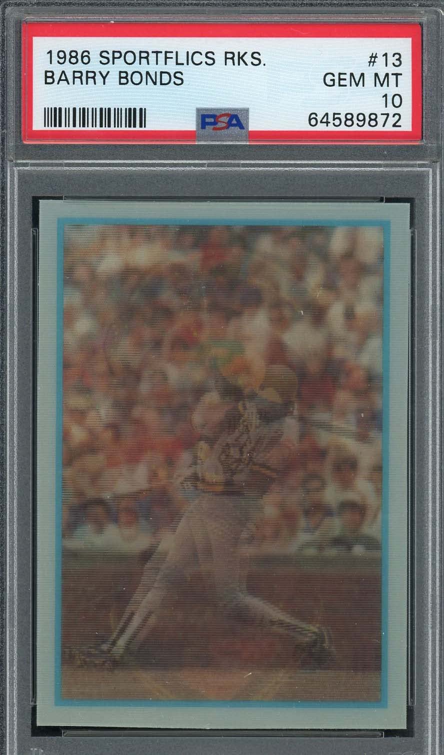 Barry Bonds 1986 Sportflics Baseball Rookie Card RC #13 Graded PSA 10