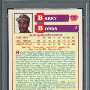 Barry Bonds 1986 Sportflics Baseball Rookie Card RC #13 Graded PSA 10