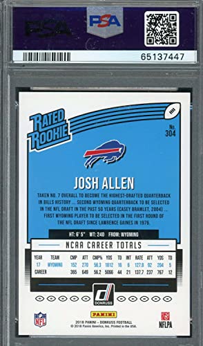 Josh Allen 2018 Panini Donruss Football Rookie Card #304 Graded PSA 9