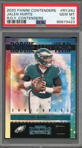 jalen hurts 2020 panini contenders football rookie card #ryjhu graded psa 10