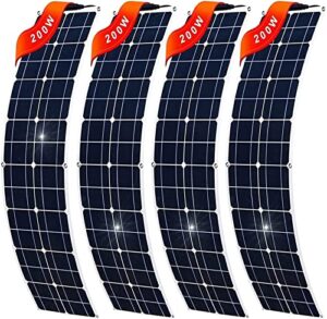 lopmqrv 800 watt solar panel kit, with 2pcs charge controller(40a) 4pcs 200 flexible monocrystalline for 12-48v battery charging car camper rv yacht boat