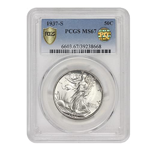 1937 S American Silver Walking Liberty Half Dollar MS-67 PQ Approved $0.50 PCGS MS67