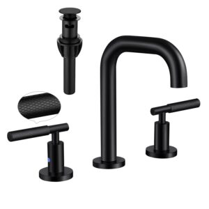 matte black bathroom faucet kpaida bathroom faucets for sink 1 hole, single hole bathroom faucet single handle bathroom sink faucet with deck plate and drain