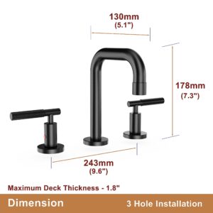 Matte Black Bathroom Faucet KPAIDA Bathroom Faucets for Sink 1 Hole, Single Hole Bathroom Faucet Single Handle Bathroom Sink Faucet with Deck Plate and Drain