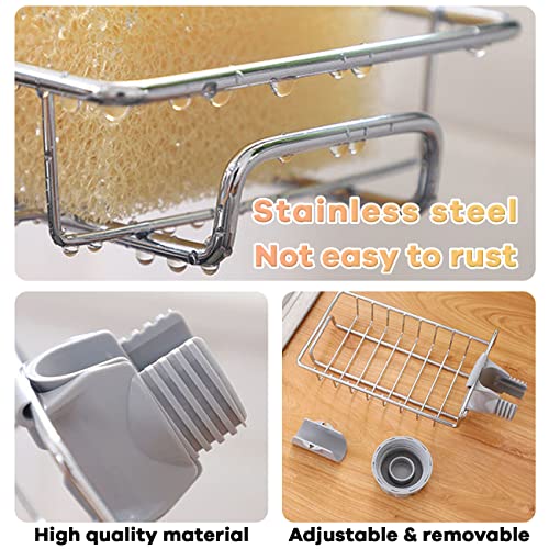 2 pc Sponge Holder for Kitchen Sink Stainless Steel Faucet Faucet Rack for Kitchen Sink by POKHDYE (2pc)