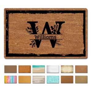 custom last name doormat personalized split monogram initial letter floor mat decorative entrance door mats non-slip rubber indoor outdoor home office rug housewarming gifts