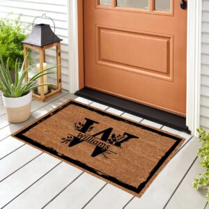 Custom Last Name Doormat Personalized Split Monogram Initial Letter Floor Mat Decorative Entrance Door Mats Non-Slip Rubber Indoor Outdoor Home Office Rug Housewarming Gifts