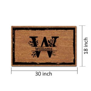 Custom Last Name Doormat Personalized Split Monogram Initial Letter Floor Mat Decorative Entrance Door Mats Non-Slip Rubber Indoor Outdoor Home Office Rug Housewarming Gifts