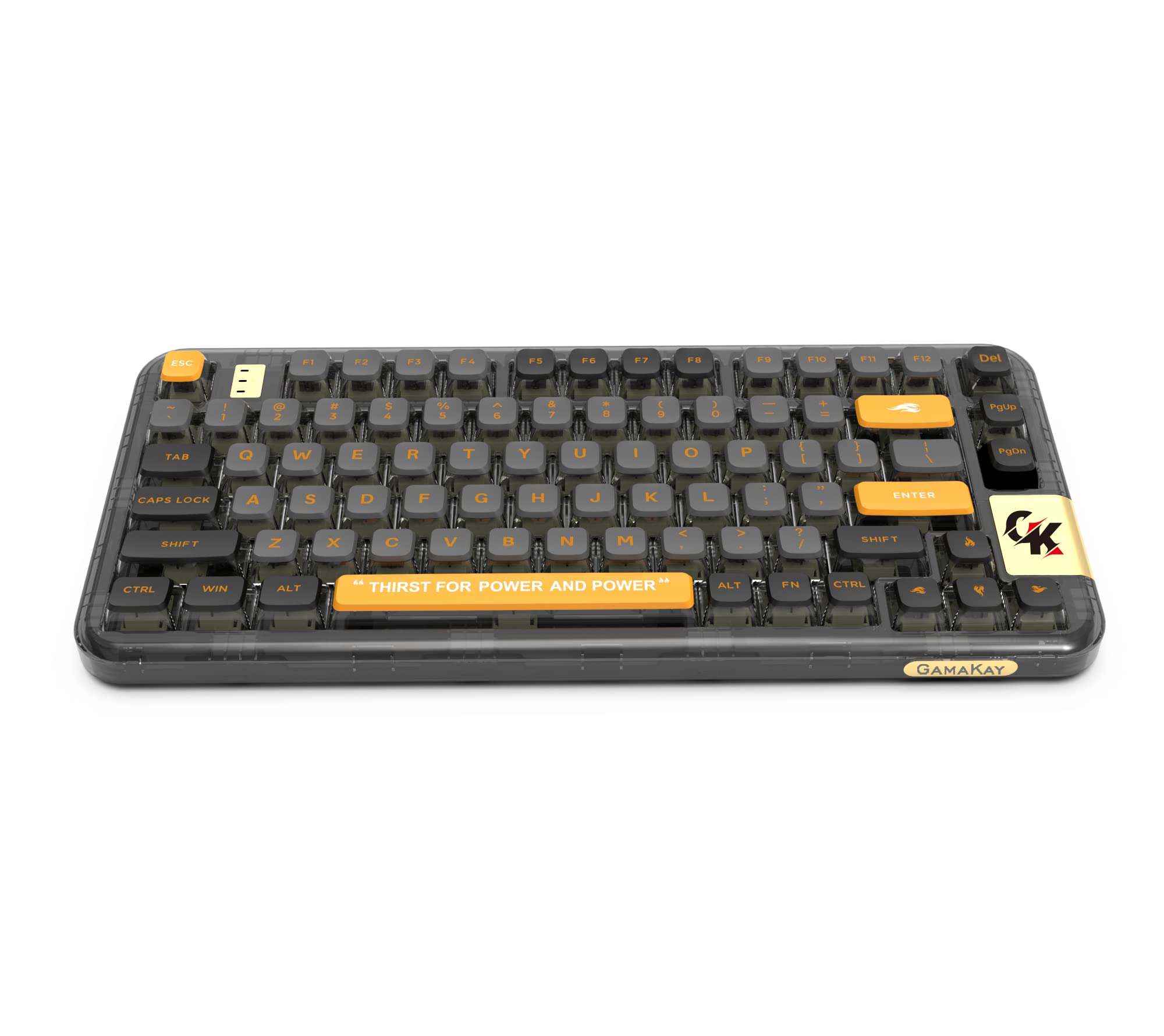 GK GAMAKAY GK75 75% RGB Transparent Gasket Mechanical Keyboard, Bluetooth/USB-C Wired/2.4GHz Wireless 80 Keys Hot Swap Gateron Yellow Switch 2.0 KSA Profile PBT Keycaps Gaming Keyboard (Black)