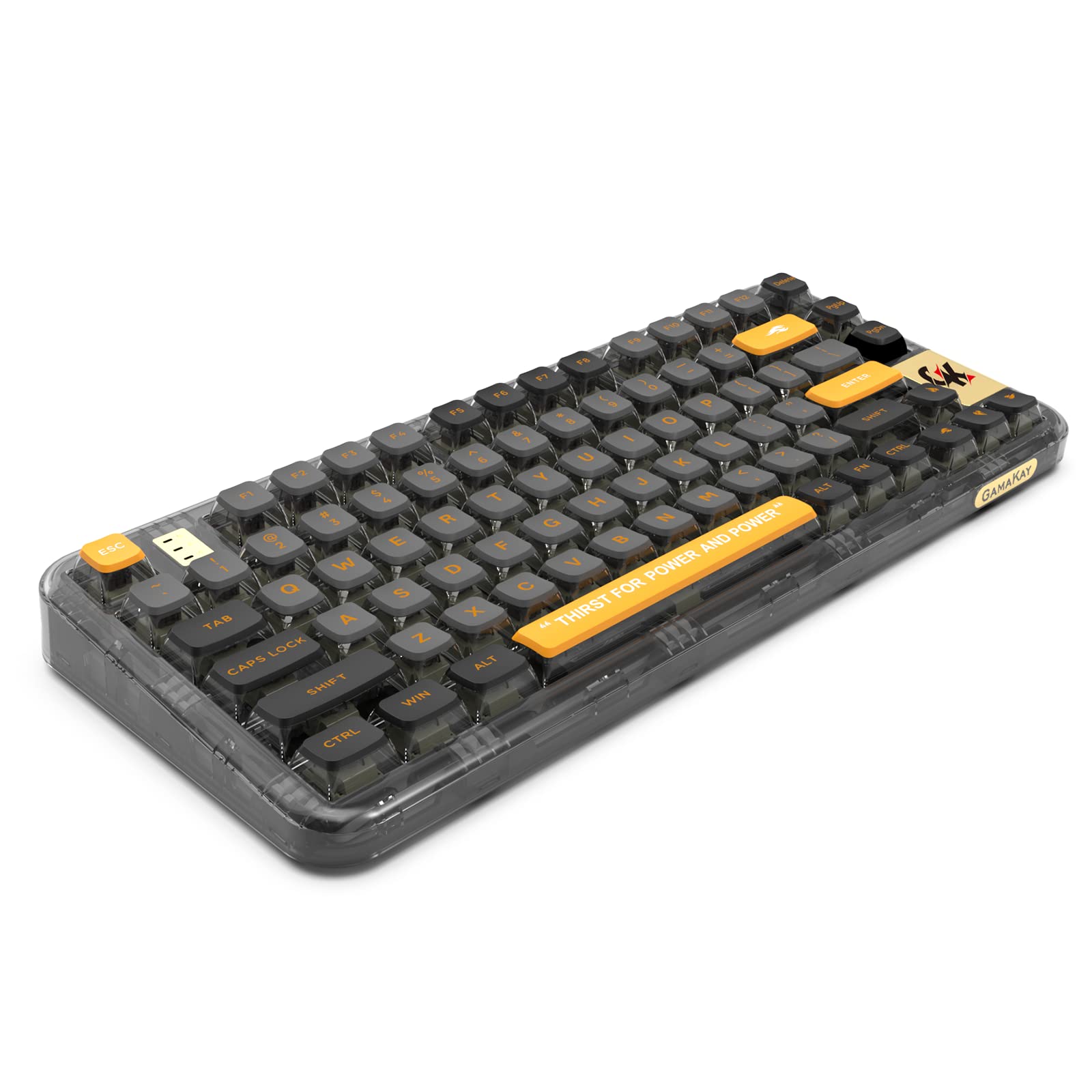 GK GAMAKAY GK75 75% RGB Transparent Gasket Mechanical Keyboard, Bluetooth/USB-C Wired/2.4GHz Wireless 80 Keys Hot Swap Gateron Yellow Switch 2.0 KSA Profile PBT Keycaps Gaming Keyboard (Black)