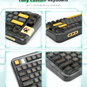 GK GAMAKAY GK75 75% RGB Transparent Gasket Mechanical Keyboard, Bluetooth/USB-C Wired/2.4GHz Wireless 80 Keys Hot Swap Gateron Yellow Switch 2.0 KSA Profile PBT Keycaps Gaming Keyboard (Black)