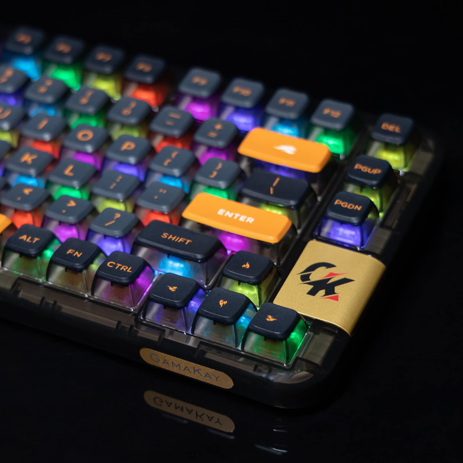 GK GAMAKAY GK75 75% RGB Transparent Gasket Mechanical Keyboard, Bluetooth/USB-C Wired/2.4GHz Wireless 80 Keys Hot Swap Gateron Yellow Switch 2.0 KSA Profile PBT Keycaps Gaming Keyboard (Black)