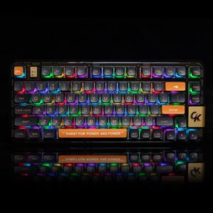 GK GAMAKAY GK75 75% RGB Transparent Gasket Mechanical Keyboard, Bluetooth/USB-C Wired/2.4GHz Wireless 80 Keys Hot Swap Gateron Yellow Switch 2.0 KSA Profile PBT Keycaps Gaming Keyboard (Black)