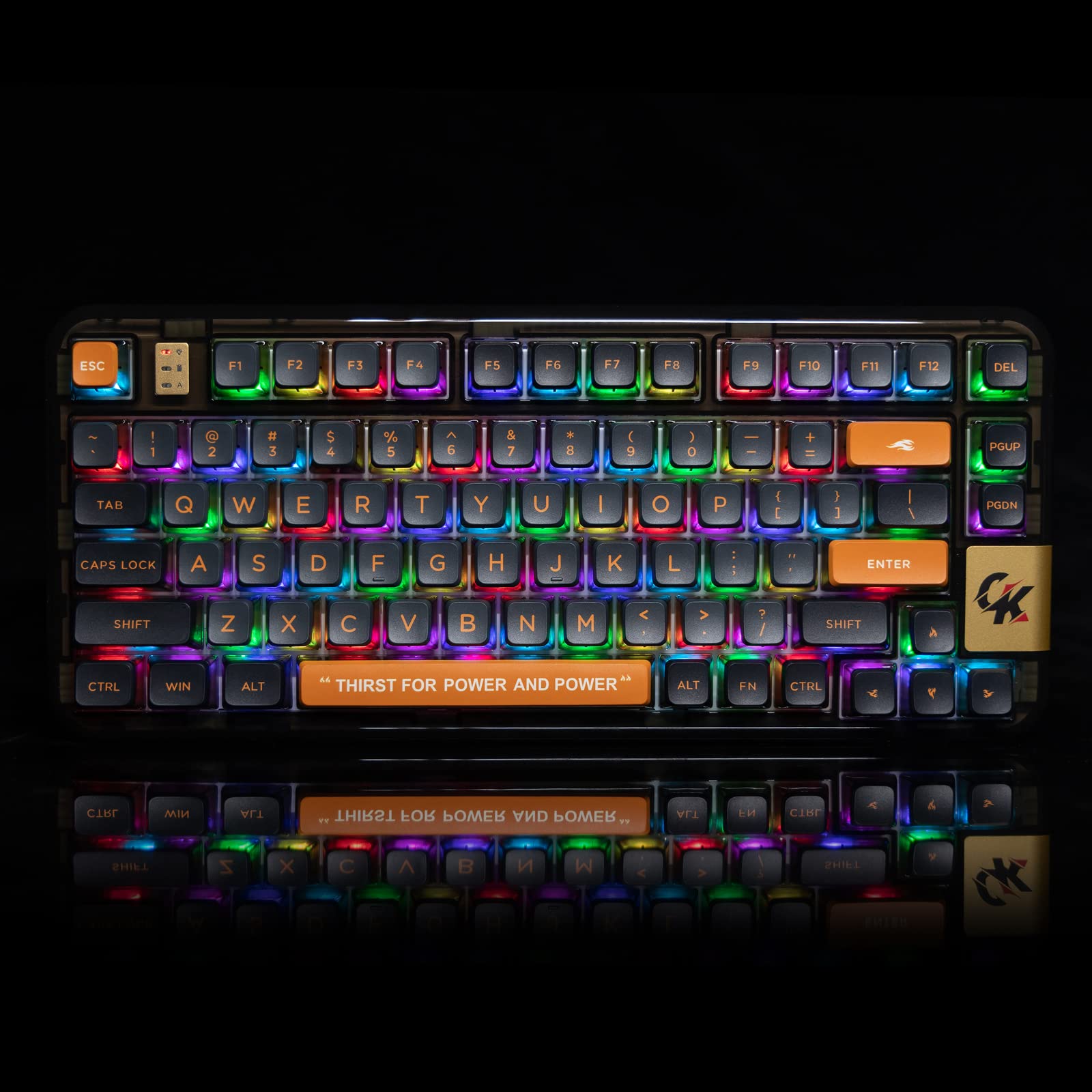 GK GAMAKAY GK75 75% RGB Transparent Gasket Mechanical Keyboard, Bluetooth/USB-C Wired/2.4GHz Wireless 80 Keys Hot Swap Gateron Yellow Switch 2.0 KSA Profile PBT Keycaps Gaming Keyboard (Black)