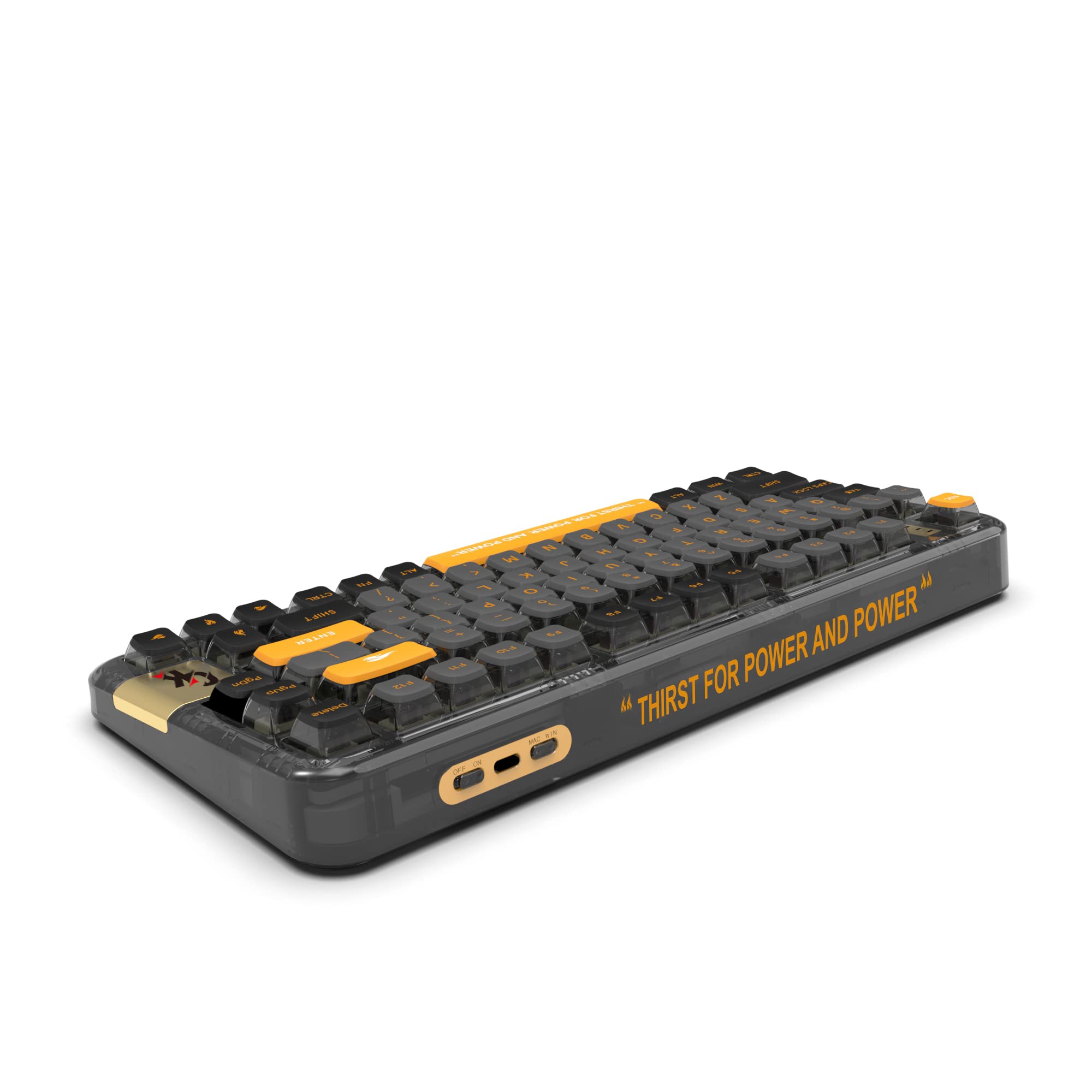 GK GAMAKAY GK75 75% RGB Transparent Gasket Mechanical Keyboard, Bluetooth/USB-C Wired/2.4GHz Wireless 80 Keys Hot Swap Gateron Yellow Switch 2.0 KSA Profile PBT Keycaps Gaming Keyboard (Black)