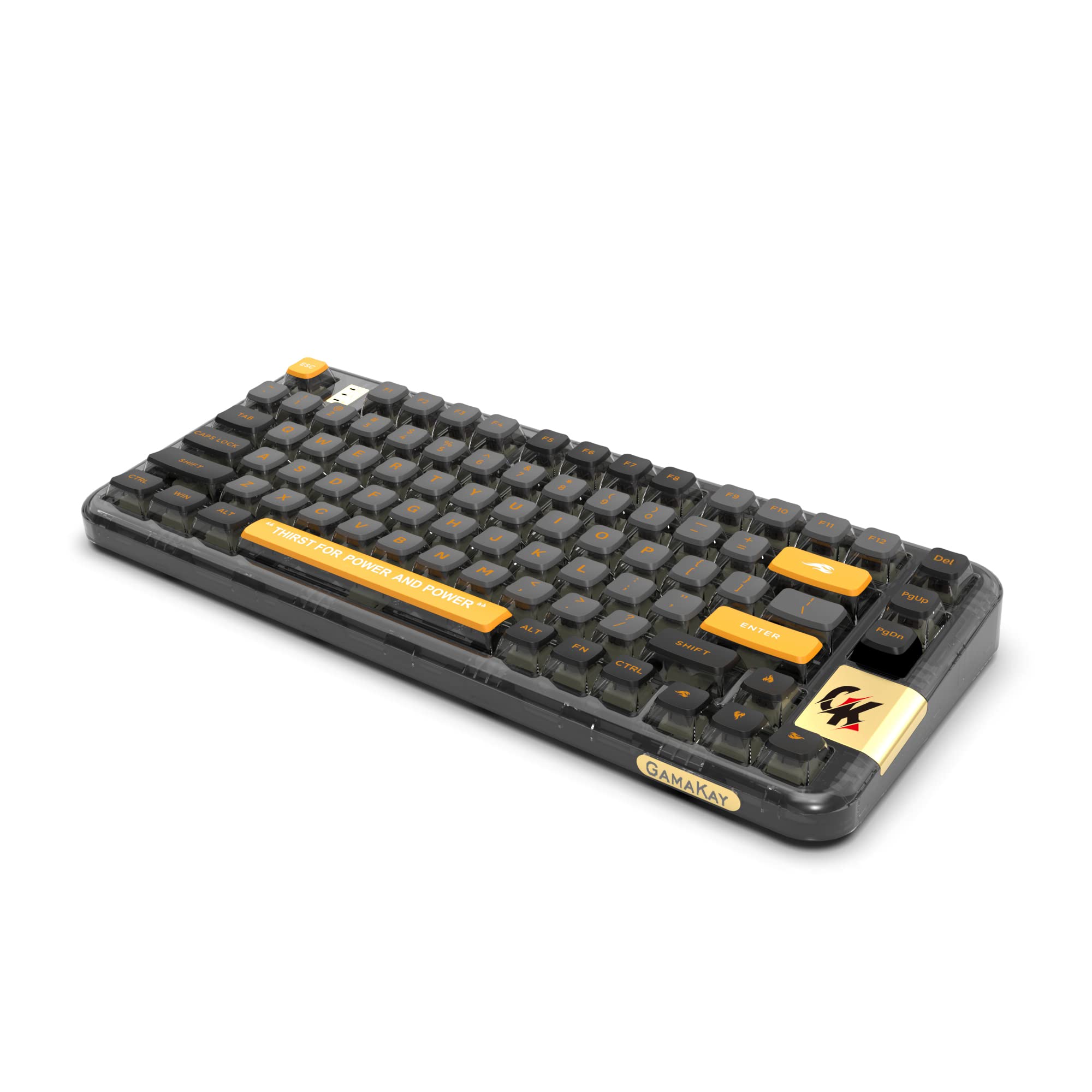 GK GAMAKAY GK75 75% RGB Transparent Gasket Mechanical Keyboard, Bluetooth/USB-C Wired/2.4GHz Wireless 80 Keys Hot Swap Gateron Yellow Switch 2.0 KSA Profile PBT Keycaps Gaming Keyboard (Black)