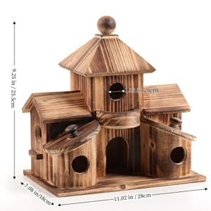 2in1 Bird House&Bird Feeder.Bird House for Outside,Hummingbird House with 6 Hole,Bluebird Finch Cardinals Hanging Big Birdhouse,Nesting Box Birdhouse for Backyard/Patio Decor.