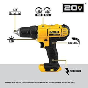 DEWALT 20V Max XR Oscillating Multi-Tool, Variable Speed, Tool Only (DCS356B) & DEWALT 20V Max Cordless Drill Combo Kit, 2-Tool (DCK240C2), Yellow/Black Drill Driver/Impact Combo Kit