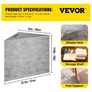 VEVOR Ready to Tile Shower Seat, 22.4" x 16" x 20" corner shower bench, Factory Waterproof & 100% Leak Proof Tileable Shower Corner Seat, 440lbs Load-Bearing Triangular Board Shower Bench, Grey