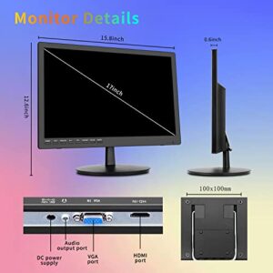 Feihe 17 Inch Computer Monitor, FHD 1920x1200 LED Monitor with HDMI VGA Build-in Speakers, 60Hz Refresh Rate, VESA Mounting