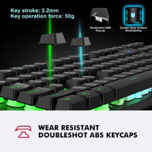 NPET S21 Wireless Gaming Keyboard and Mouse Combo, RGB Backlit Quiet Ergonomic Mechanical Feeling Keyboard, Gaming Mouse 3200DPI, for Desktop