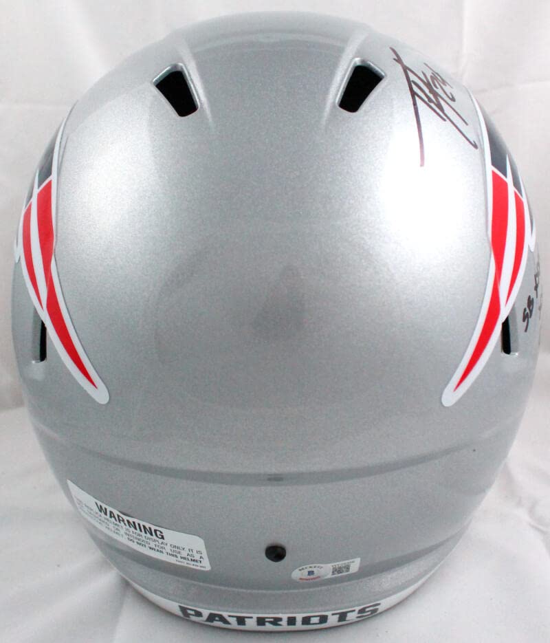 Ty Law Autographed New England F/S Speed Helmet w/SB Champs-Beckett W Hologram Black