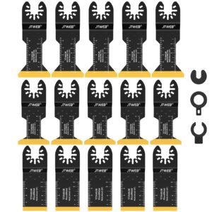 JTWEB 5PCS Titanium Oscillating Multitool Blade for Wood Metal, Titanium Oscillating Saw Blades for Nails Screws Cutting, Universal Multi Tool Blades Kits Oscillating Tool Blades fit Dewalt Milwaukee