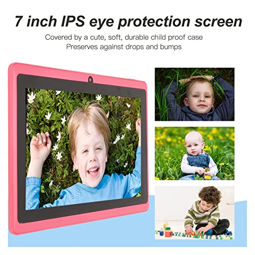 ciciglow Tablet for Toddlers, 7 inch Portable Android Tablet PC, 8GB ROM 1GB RAM Kids Learning Education Tablet with Protective Cover, Safety Eye Protection Screen, WiFi, Bluetooth, Dual Camera(Pink)