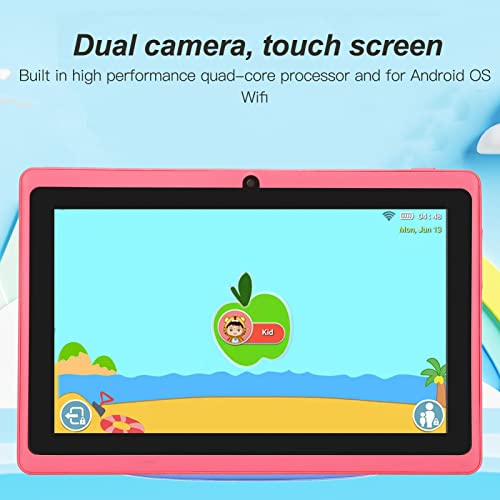 ciciglow Tablet for Toddlers, 7 inch Portable Android Tablet PC, 8GB ROM 1GB RAM Kids Learning Education Tablet with Protective Cover, Safety Eye Protection Screen, WiFi, Bluetooth, Dual Camera(Pink)