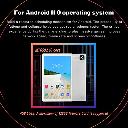 Asixxsix Android Tablet, 4GB 64GB 1080x1920 IPS Display 10.1 Inch Tablet 10 Core CPU 8000mAh 13MP Camera HD Tablet 2.4G / 5G Dual Band WiFi Touchscreen Tablets for Work Study Office School(#2)