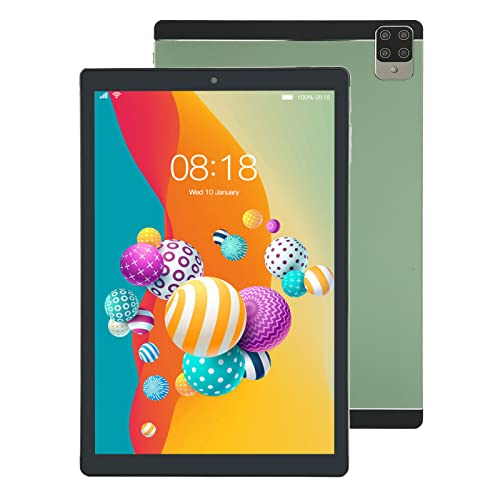 Zyyini Android 12 Tablet, 10.1in HD LCD Screen, 5G WiFi Calling Pad, Front 200w Rear 500w Dual Camera, Long Lasting Battery, 10 Cores Tablet PC 6GB 128GB(Green)