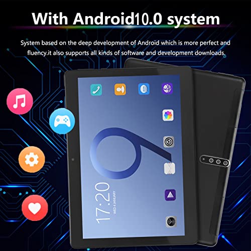 PUSOKEI Tablet 10 Inch, Android 10.0 Tablets, 3GB RAM 32GB ROM 128GB Expand, 8 Core CPU, HD IPS Touch Screen, 5MP Camera, Dual SIM Slot, 2.4G/5G WiFi, BT, 6000mah Battery(Black)