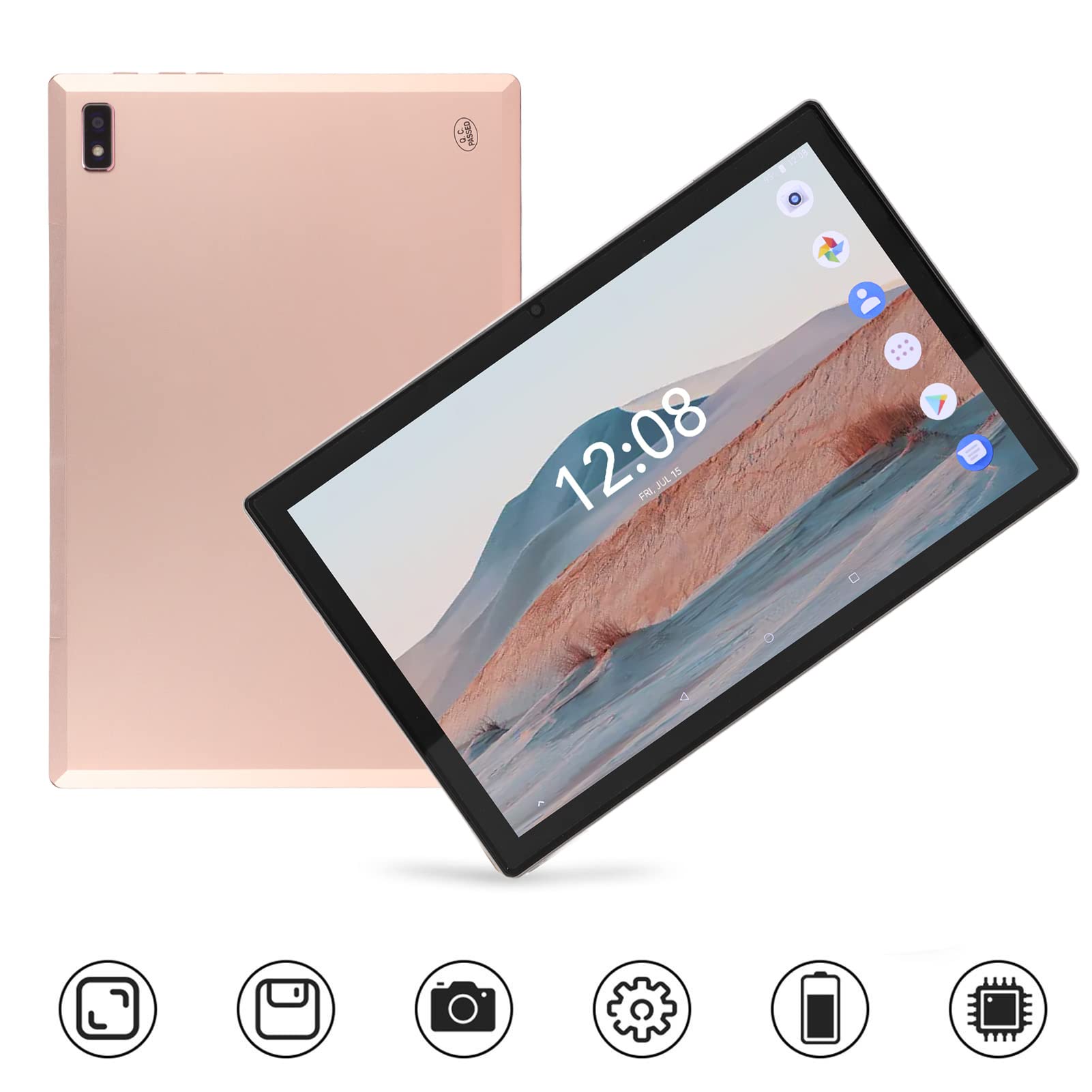 Estink 10.1 inch HD Tablet, Pink Dual Camera Tablet, Dual Sim, Callable, 3GB 64GB, 1280x800 Resolution, 5 Million Front and 13 Million Rear Pixels, for Android 8.0 Smart Operating System(US)