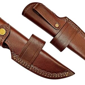 9" Long Handmade Leather Sheath For Fixed Blade Knife. Fits up to 5"—5.5” cutting blade knife.